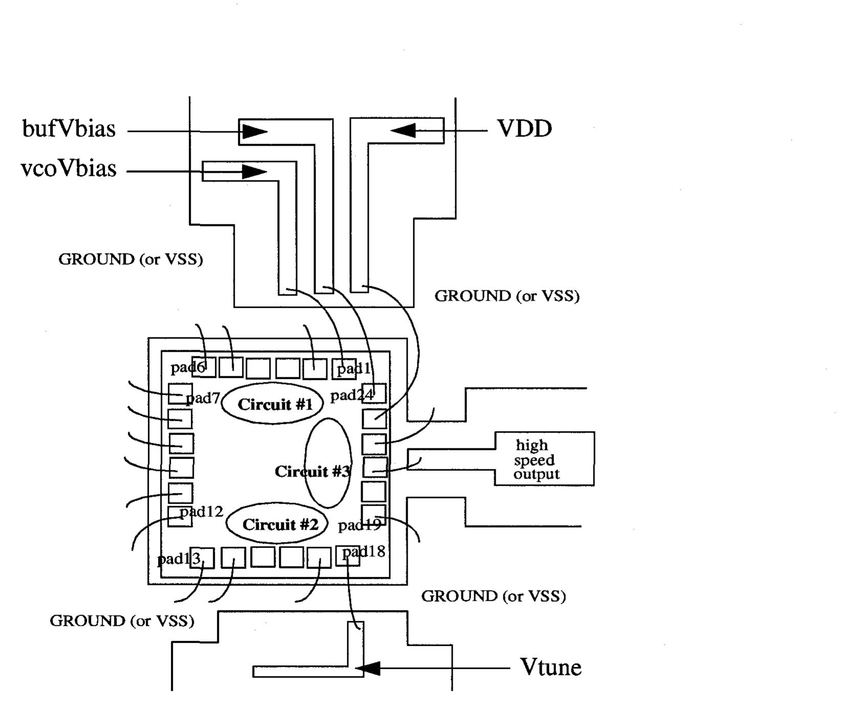 Between the off-chip wire-bonding site and the sma connector