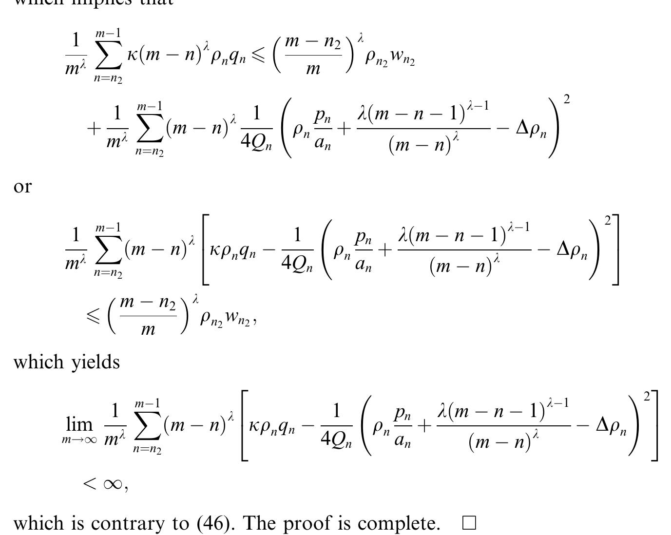 Figure 7 - Oscillation criteria for difference equations