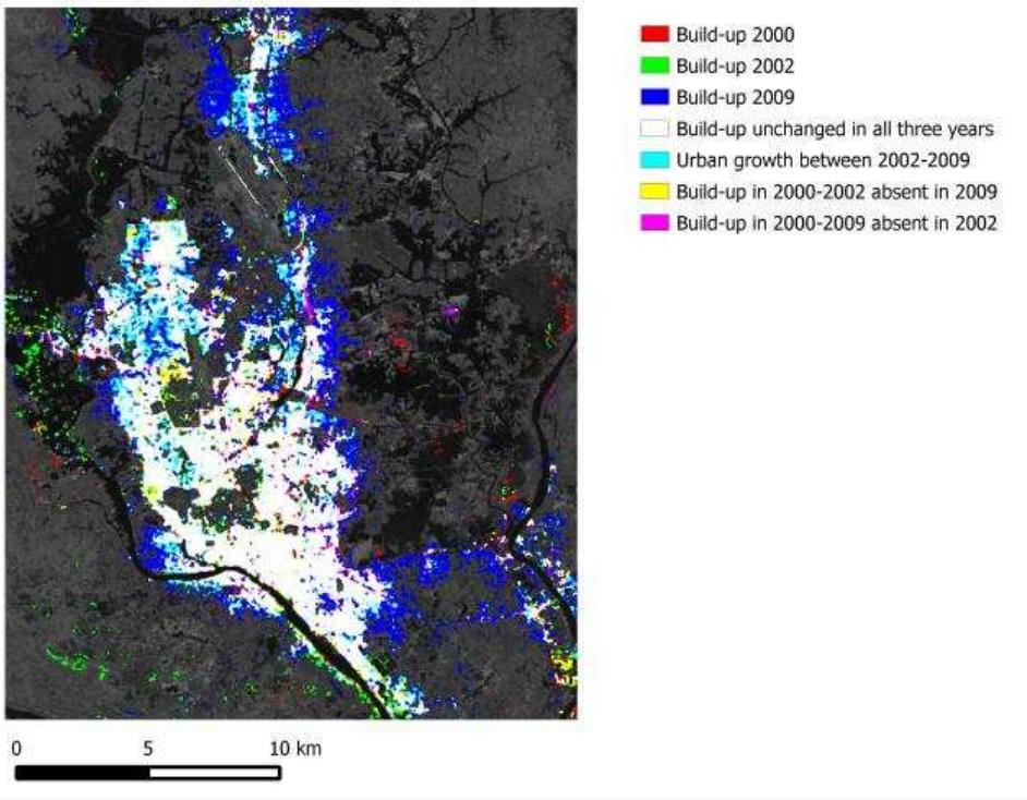 Urban growth map (2000-2002-2009)