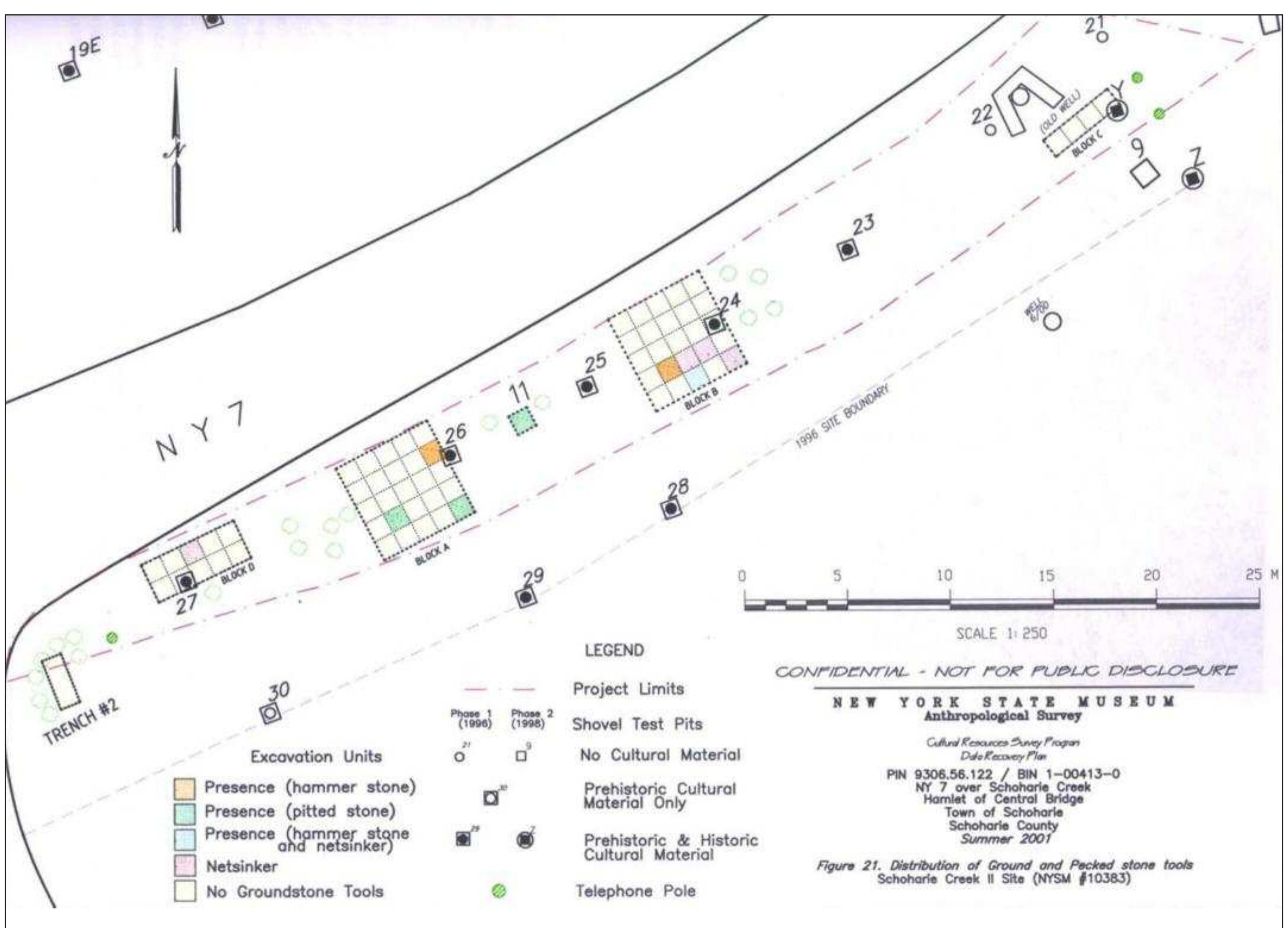 Distribution of ground and pecked stone tools at the