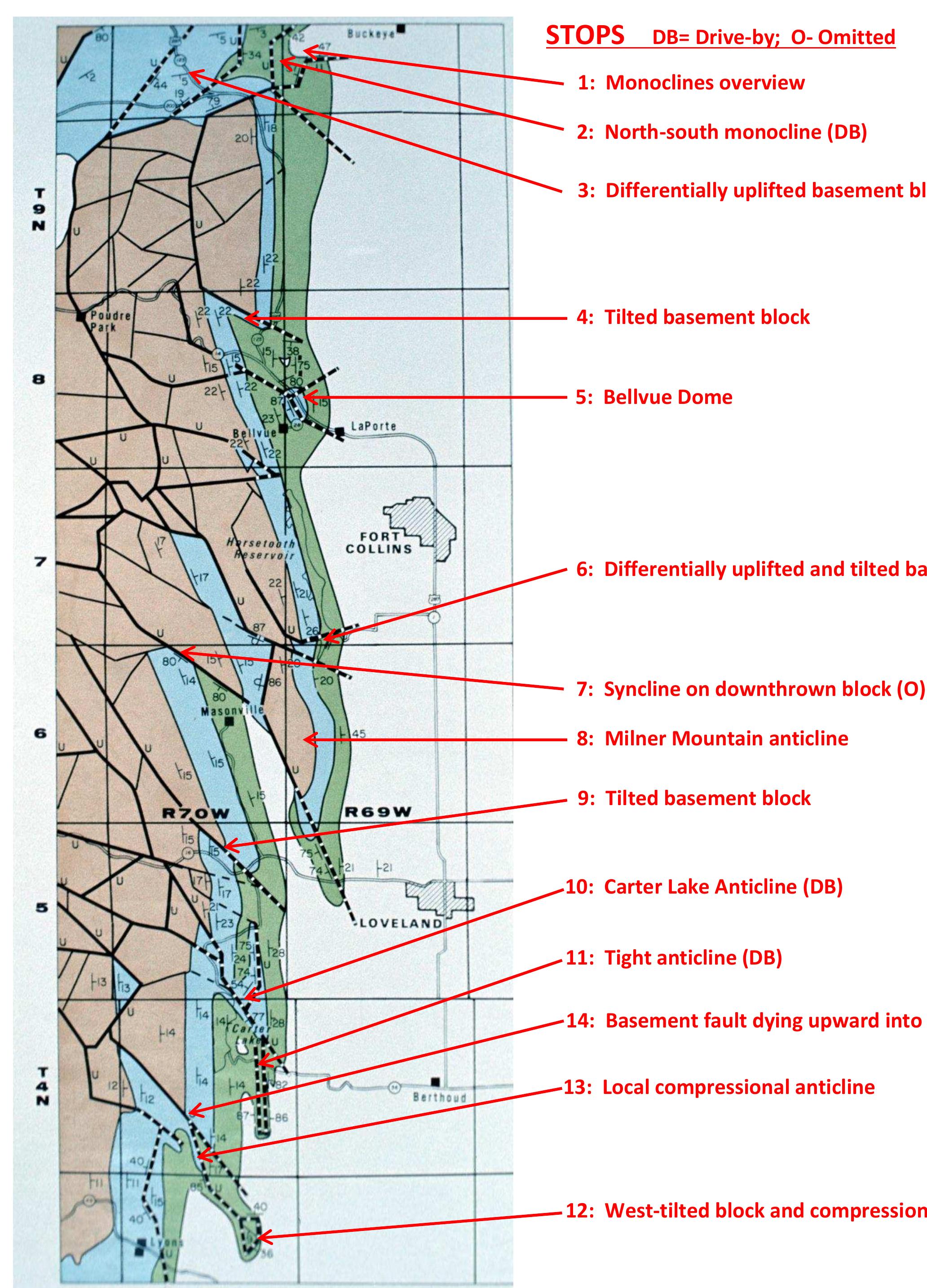 Simplified geologic map of the northeastern flank of the