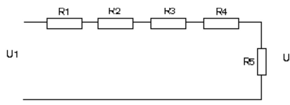 5: sketch of the resistor ladder of the umat2 transducer.