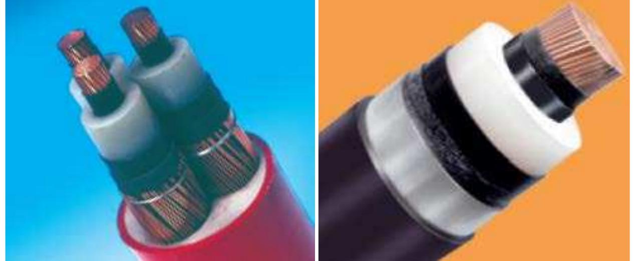 Examples of 20 kv three-phase and single-phase power cables