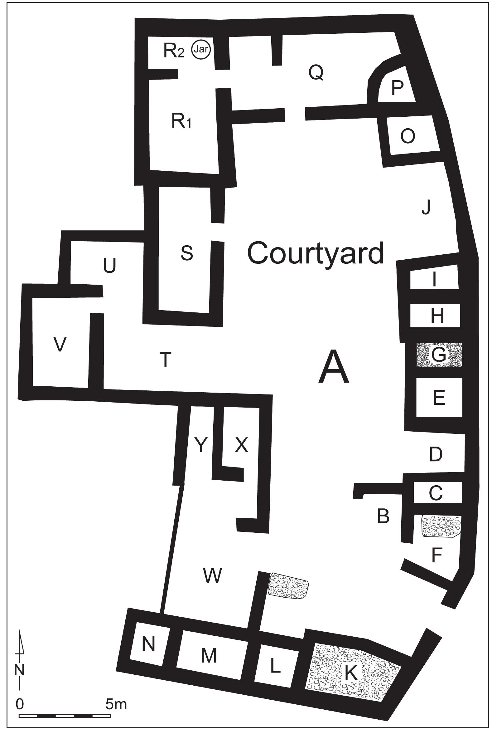 Schematic plan of building complex ii in area e