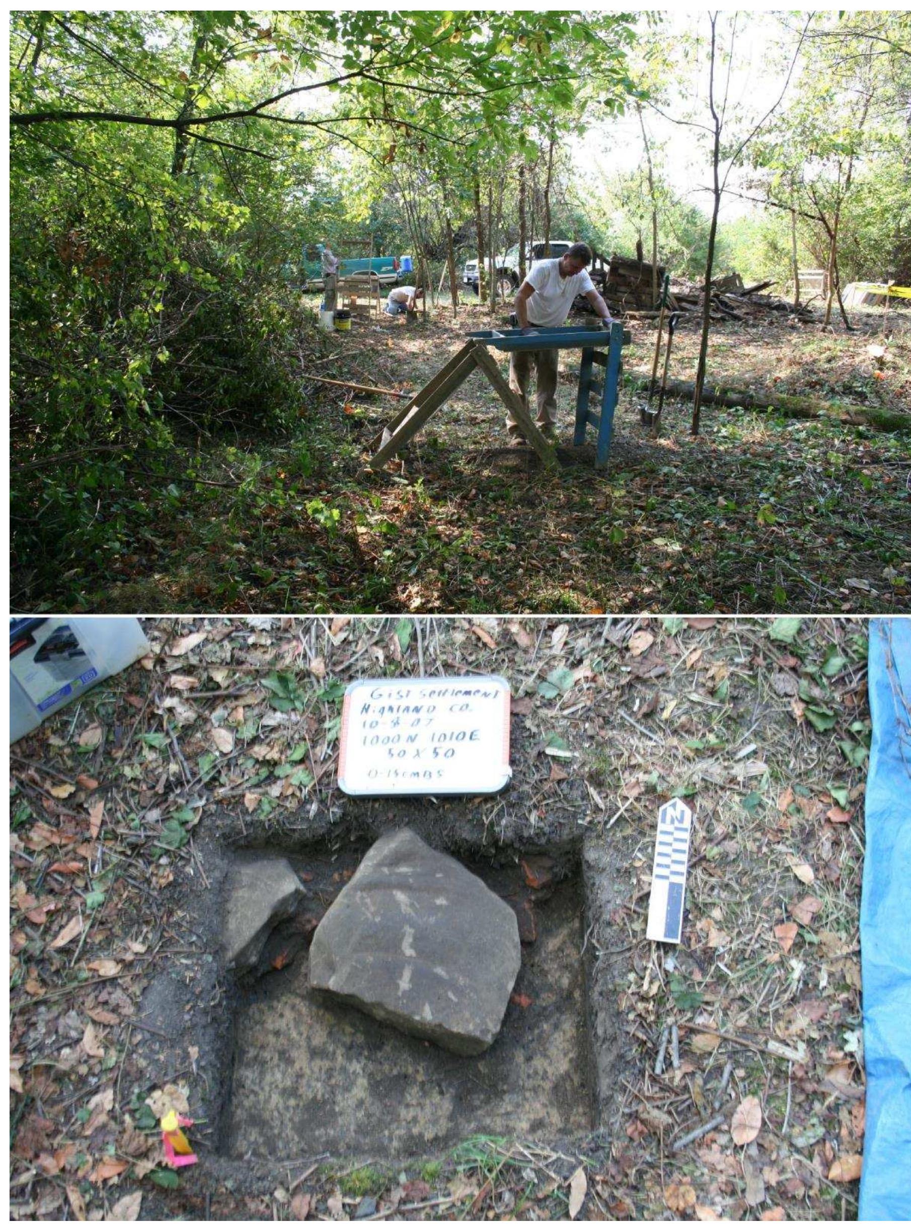 6. shovel testing in the cabin area (top), and a completed