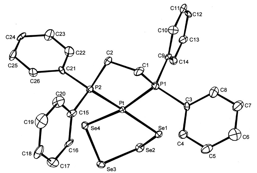 Molecular stucture of compound 2 in [ptse,(dppe) ]