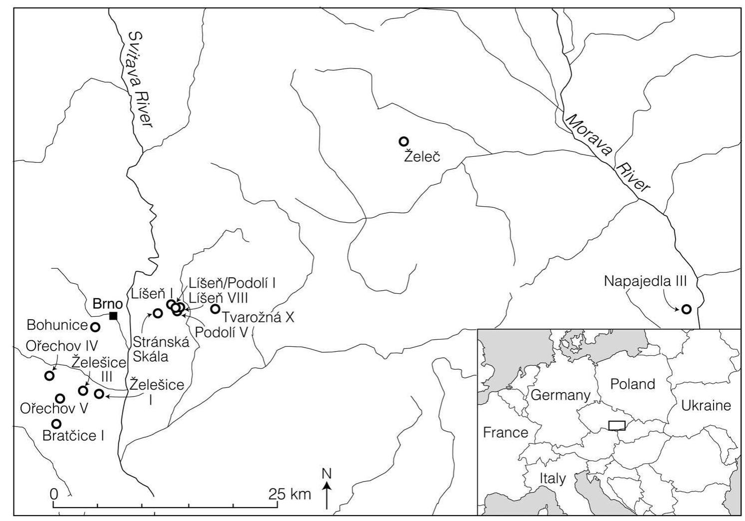 Map of the research area with locations of eup sites