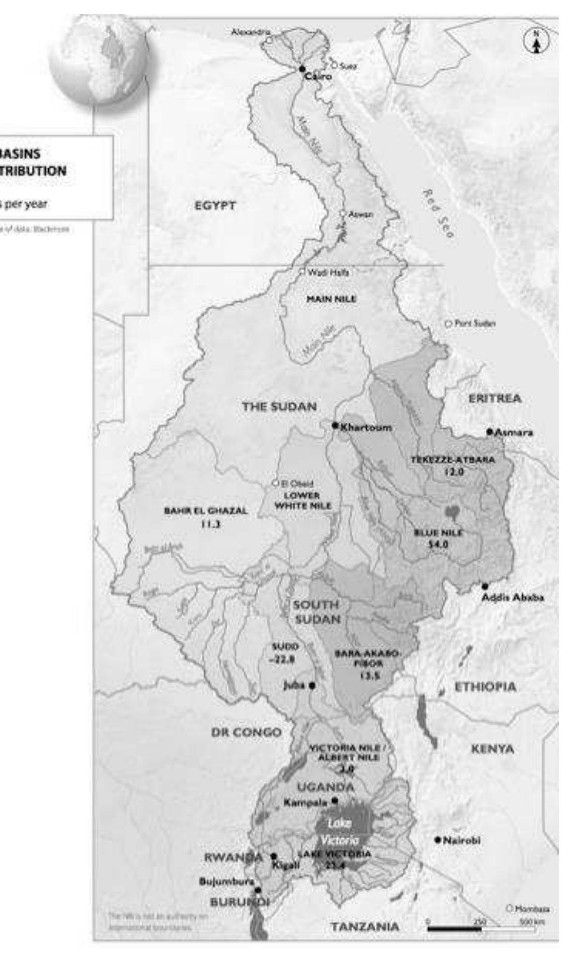 Map of the nile river basin