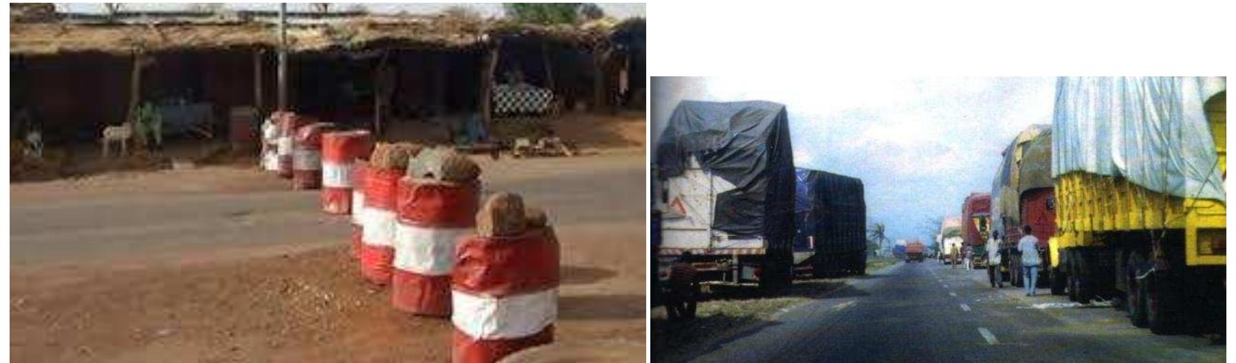 Typical nigerian road block advances at borders