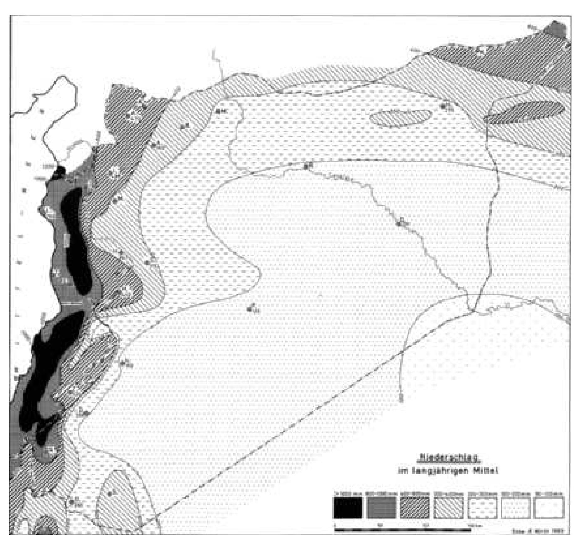 Map 2: the precipitation map of syria and the location of