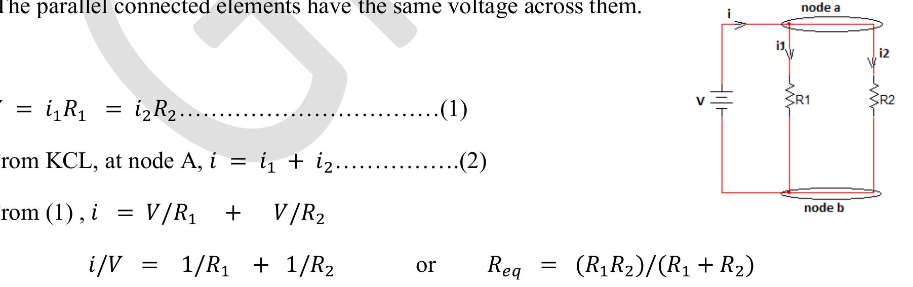 The equivalent resistance of the parallel resistors is equal