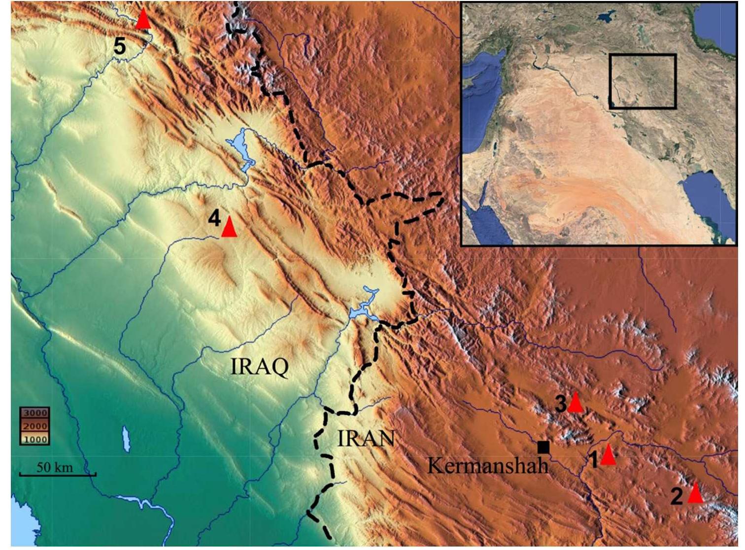 Map of location of selected early sites in the central