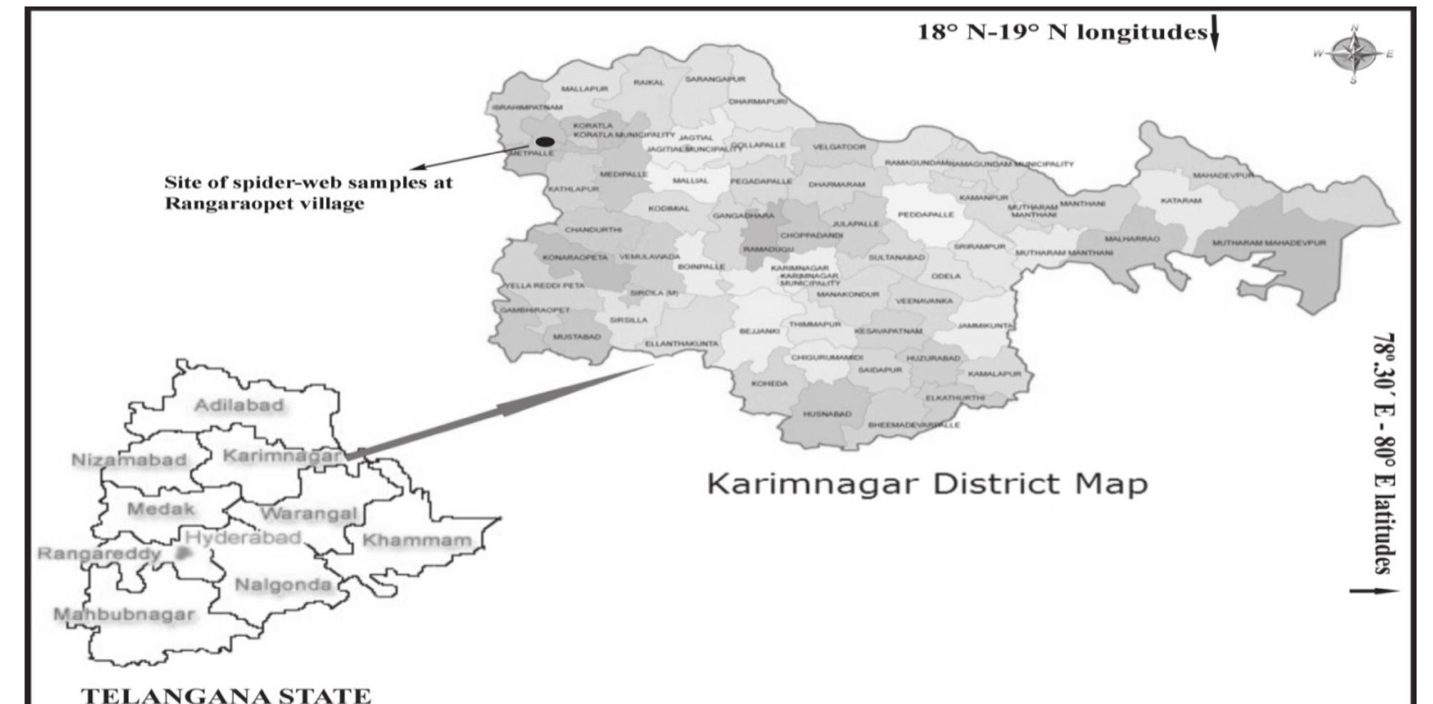 Map 1. map showing the collection site of spider-web samples
