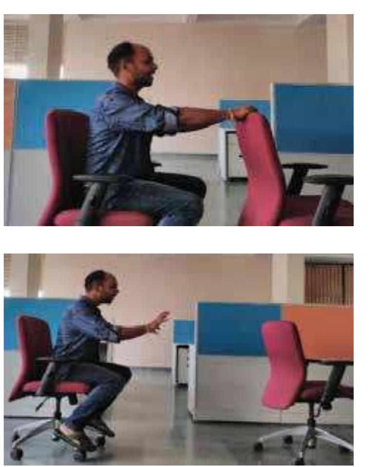 Man sitting on chair a, pushing chair e credits: saurav