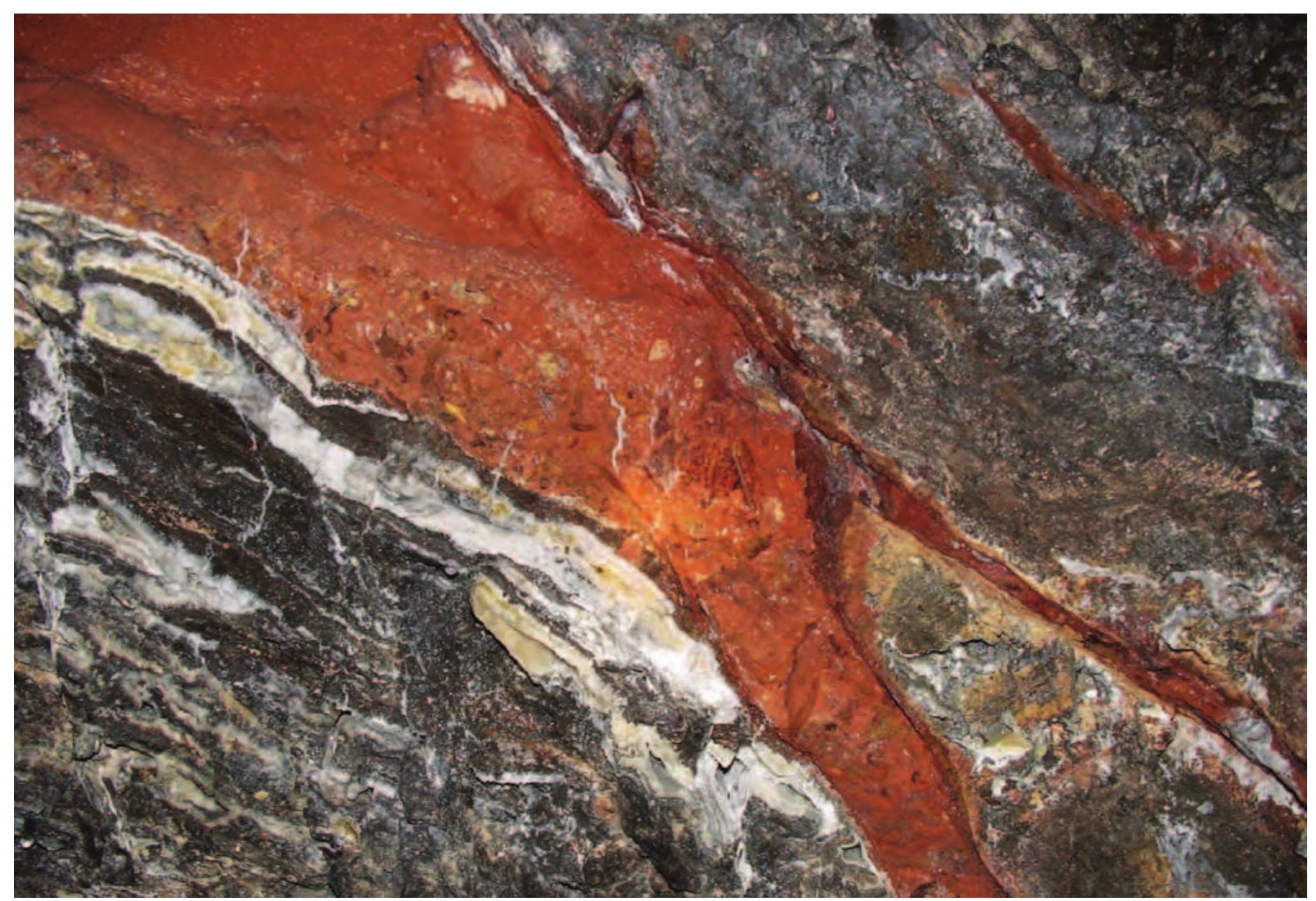 Karst conduit in limestone, filled with erosional debris of