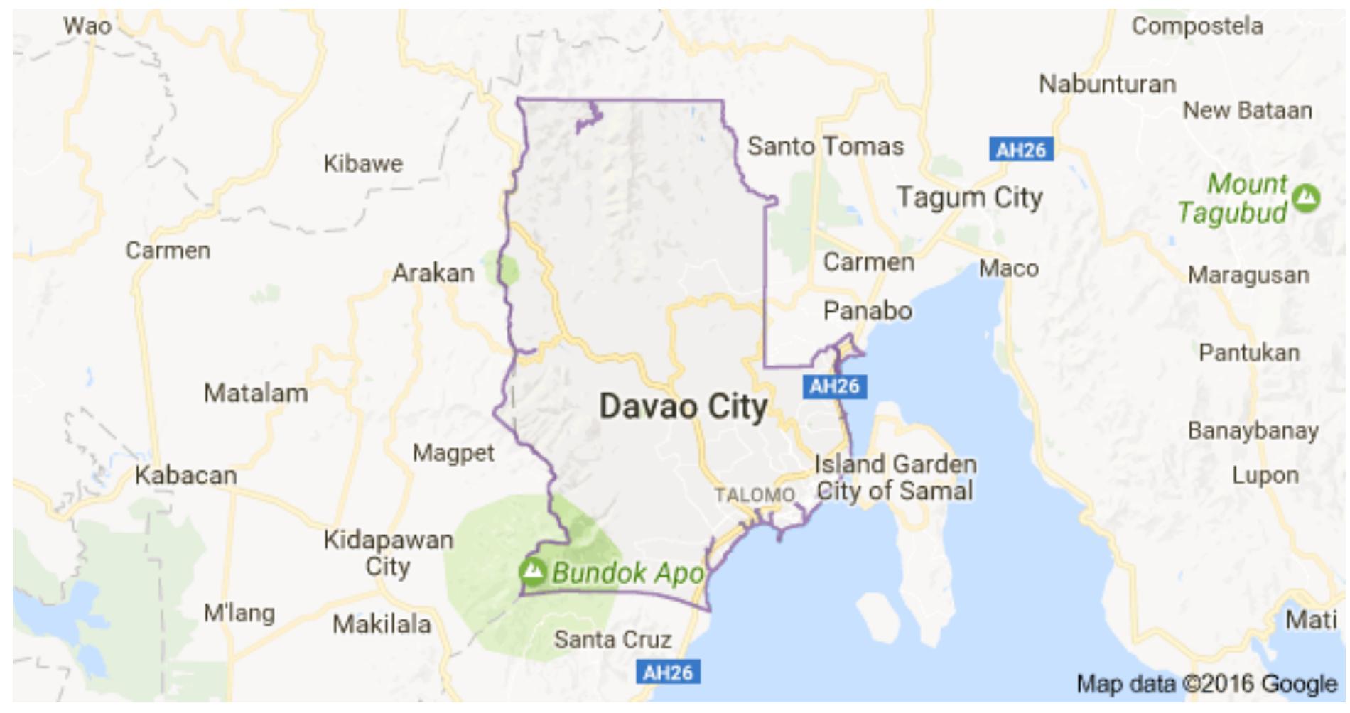 Map of davao city (source: google map) sources of data data