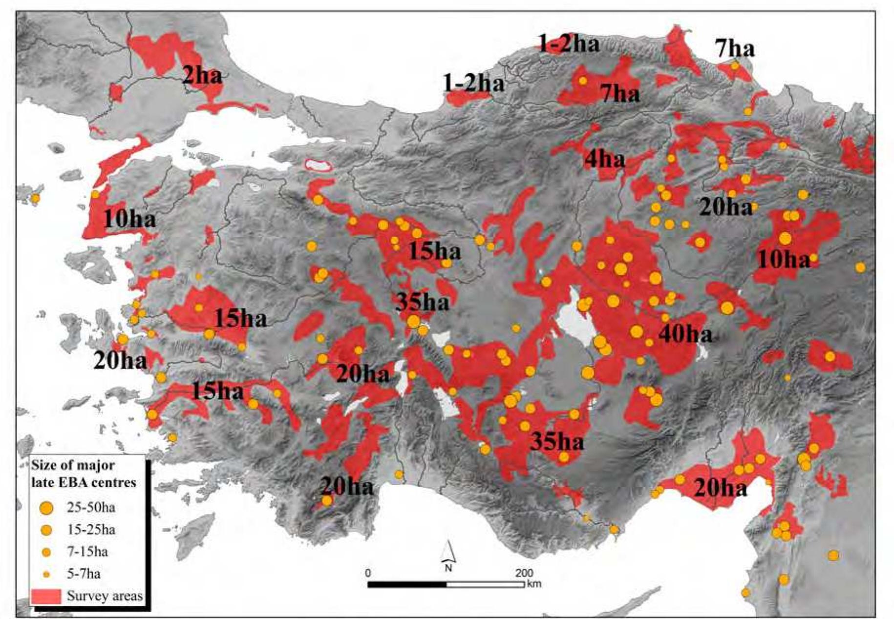 16 map showing the estimated size of the largest late eba
