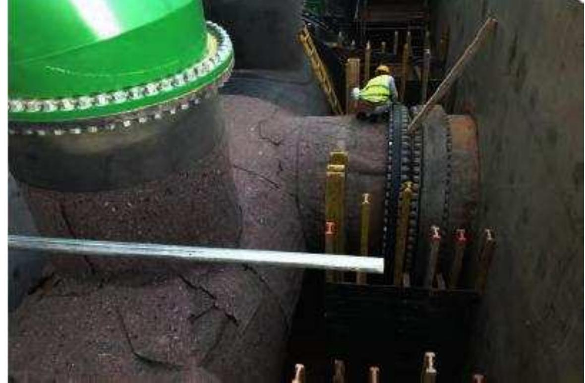 Intake header is placed inside the concrete vault which is
