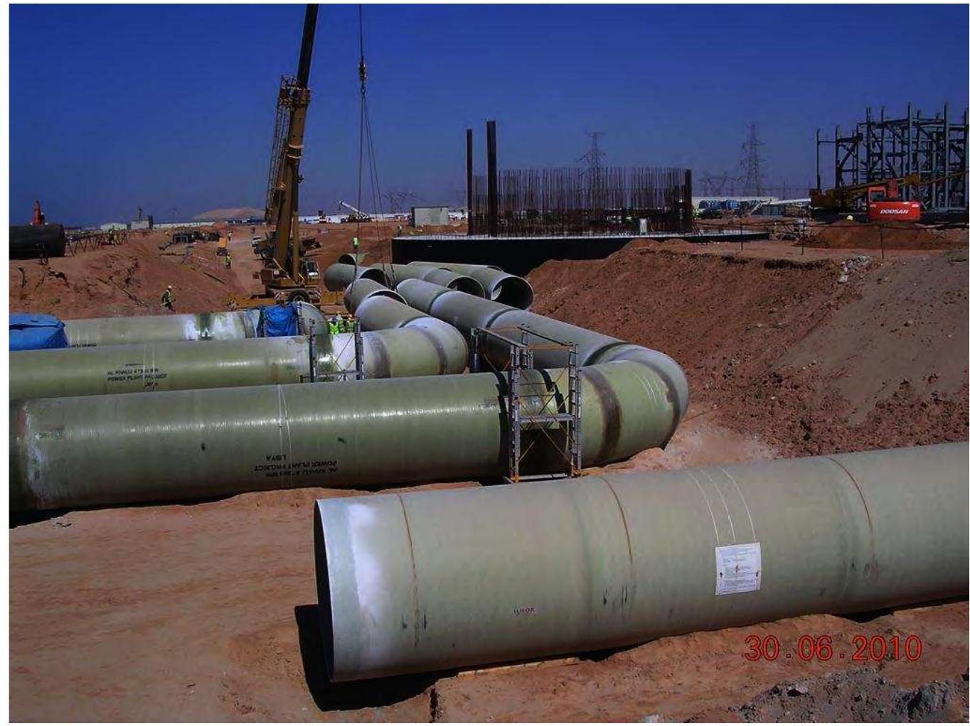 Photo 8. installation of dn2500 grp cooling water pipes