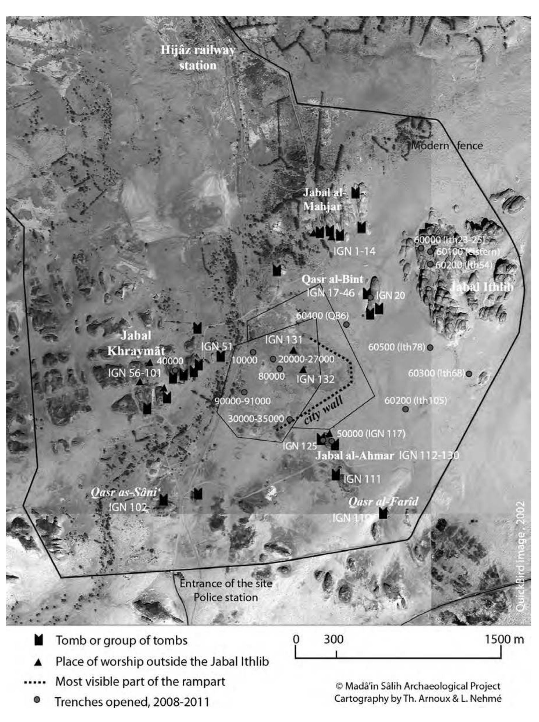Ficure 2. hegra: a map of the site and its excavated areas.