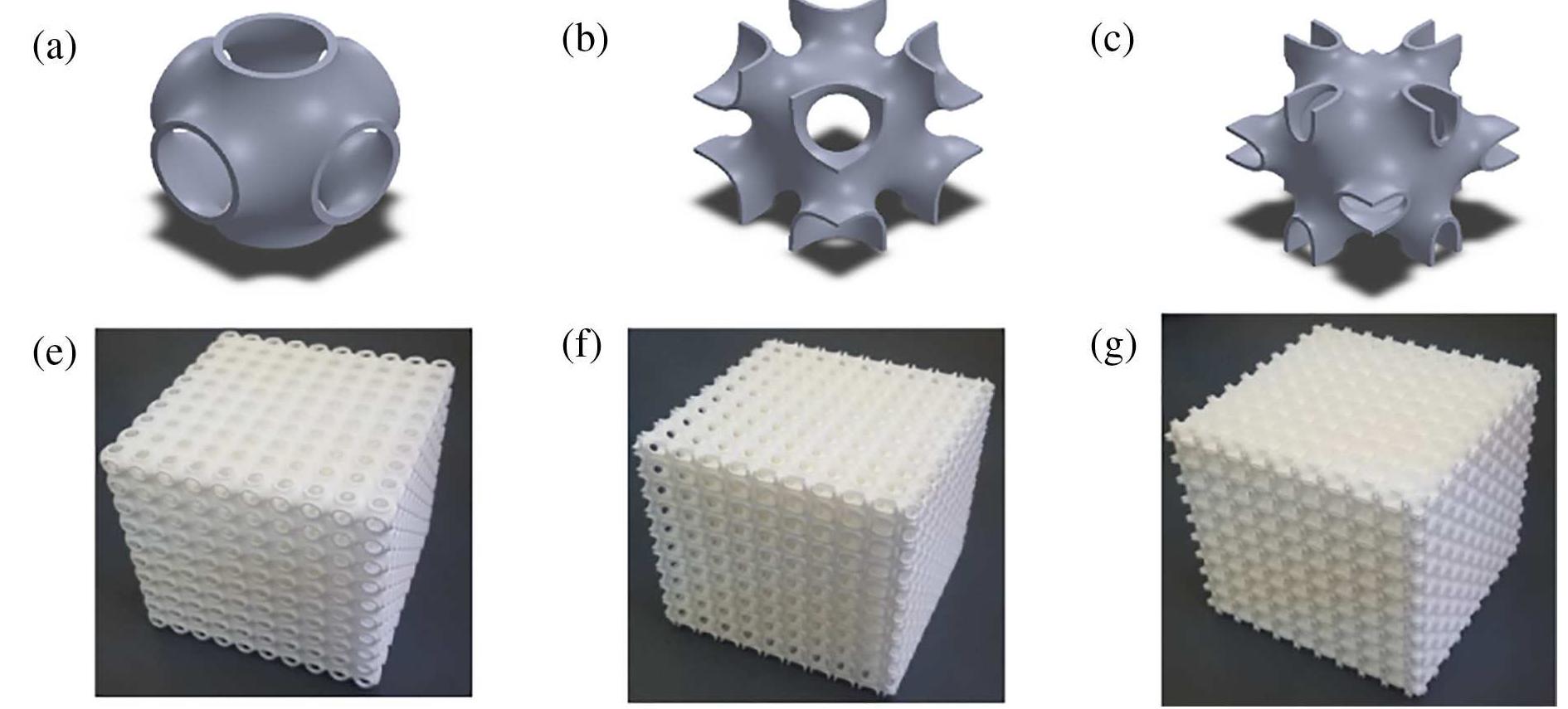Cad drawings of tpms-cms with a relative density of 10%: (a)