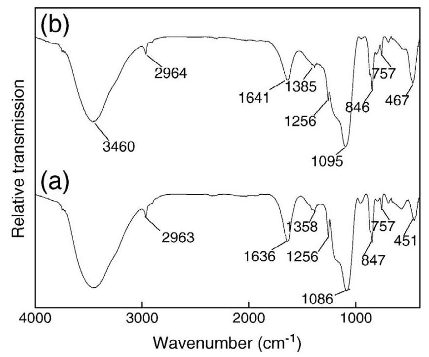 Ftir spectra of sioz aerogel synthesized using the obtained