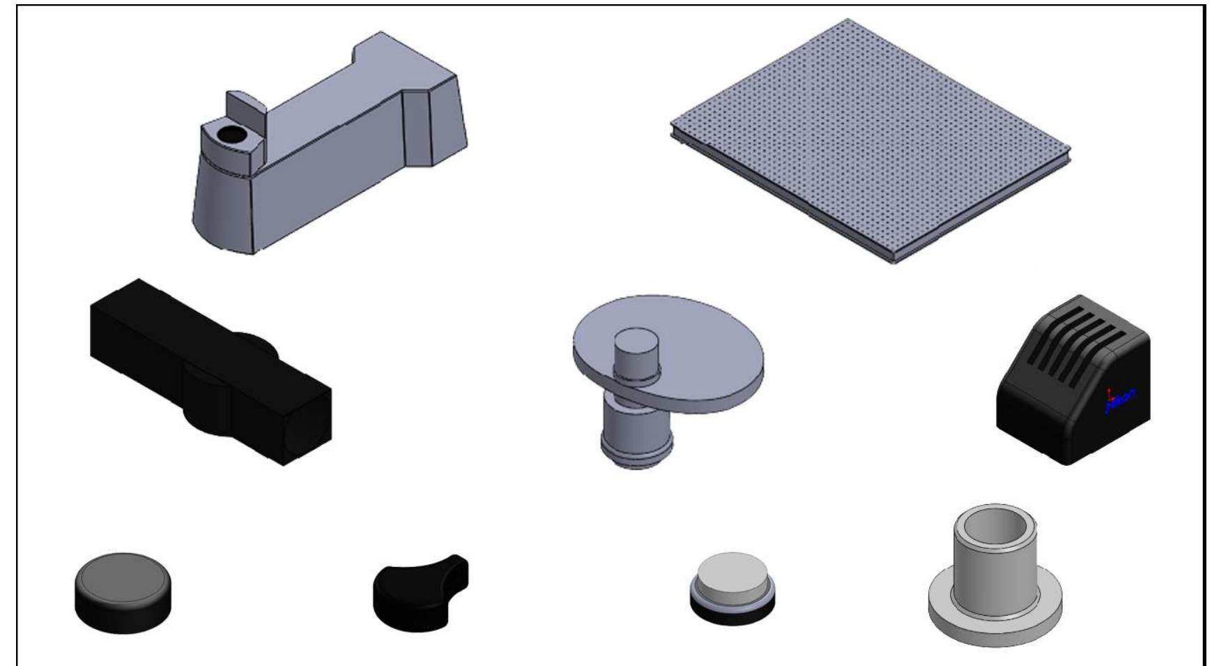 9: schematics of some parts designed in solidworks.