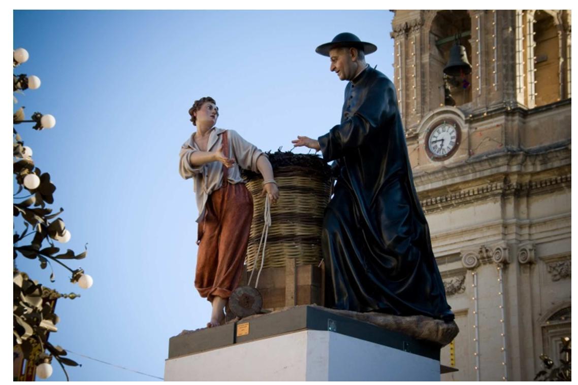 statue depicting a pivotal scene from dun gorge preca’s