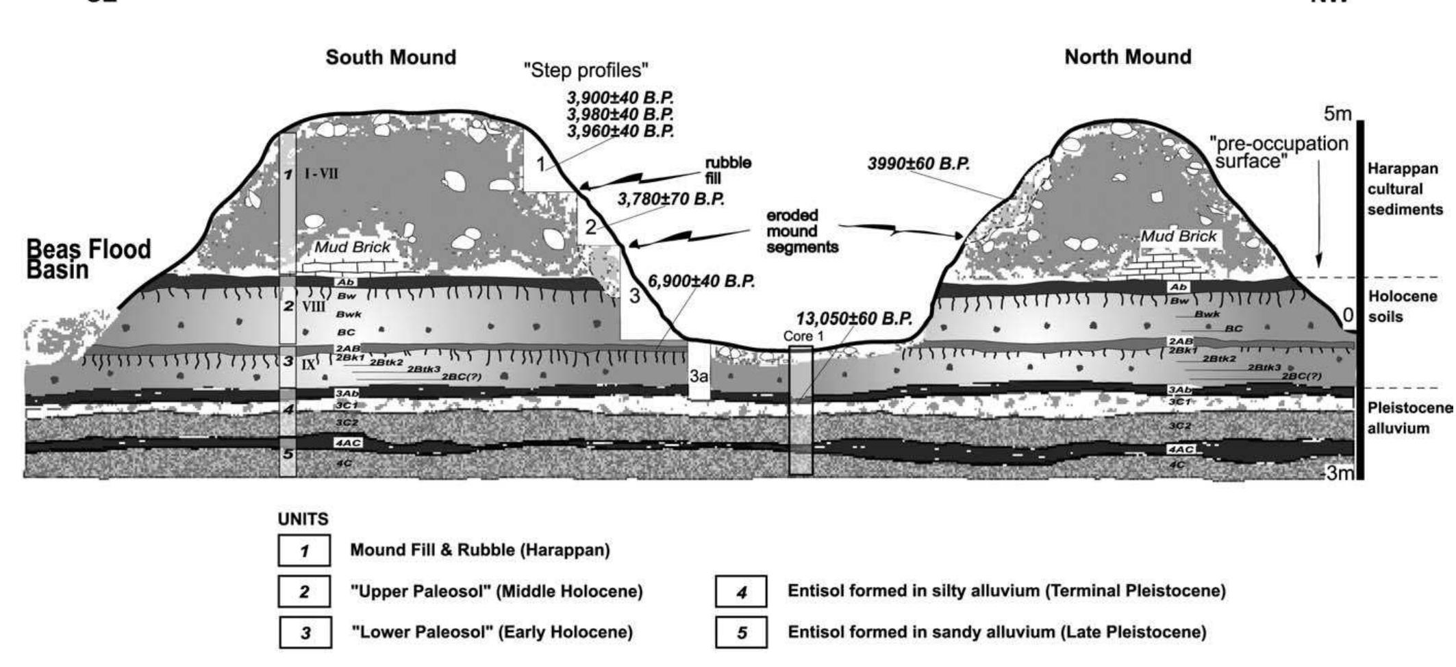 Schematic cross-section of landform relations and