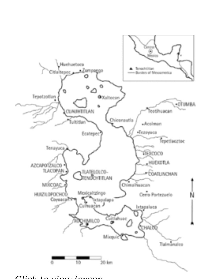 2 major aztec cities and towns in the basin of mexico.