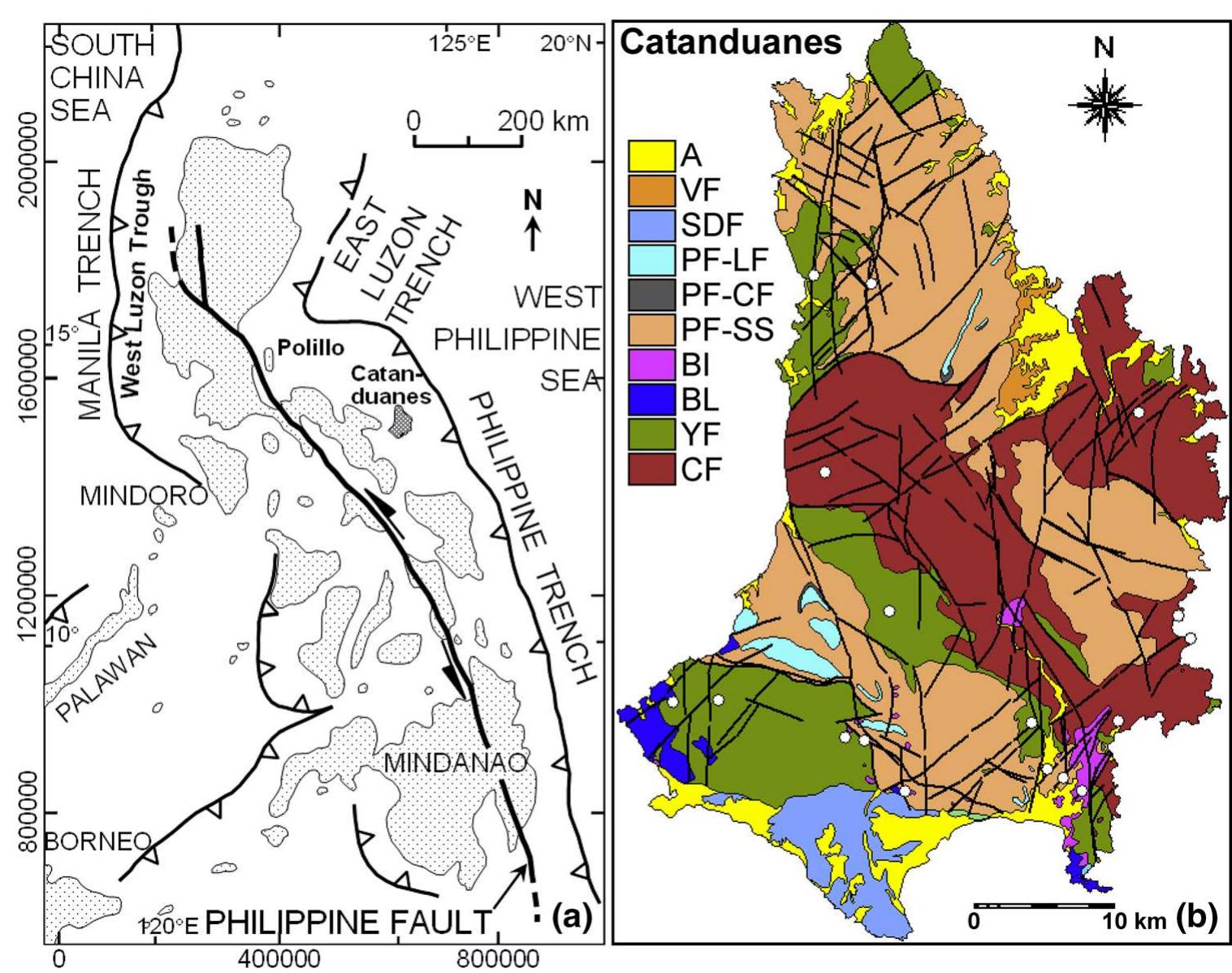 A regional geotectonic map of philippines. map coordinates
