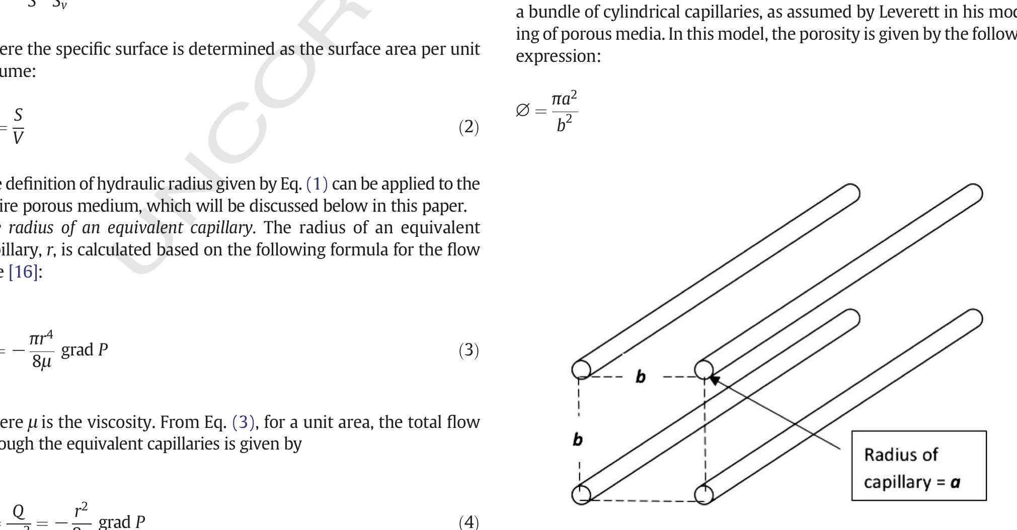 The capillary tube models are often used to describe both