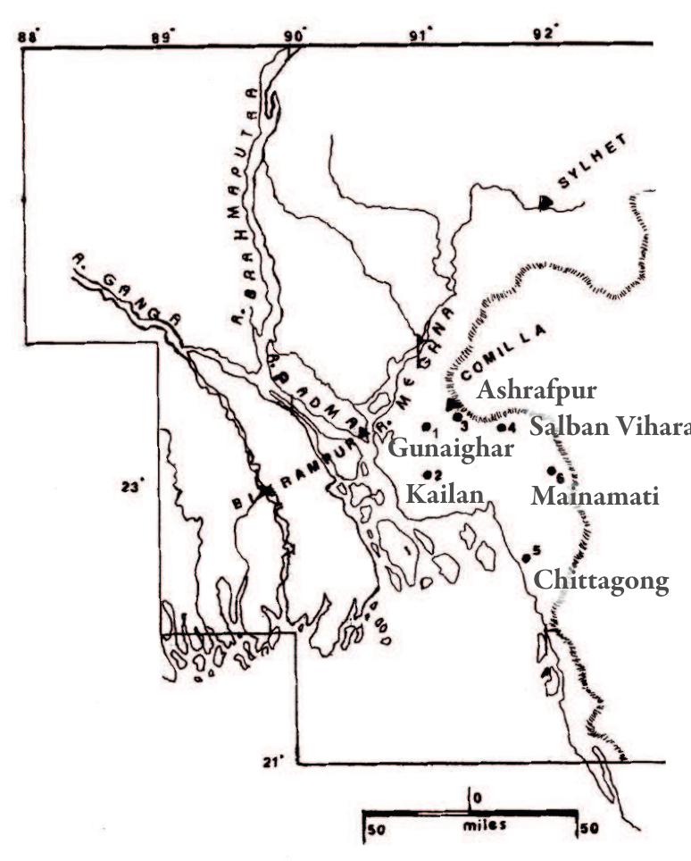 1. map showing the regions and findspots of inscriptions