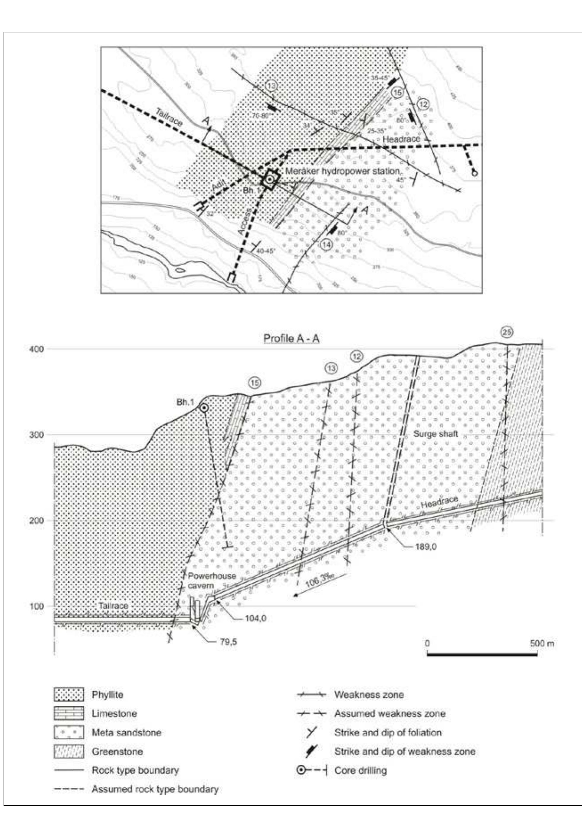 Engineering geological map and profile for meraker