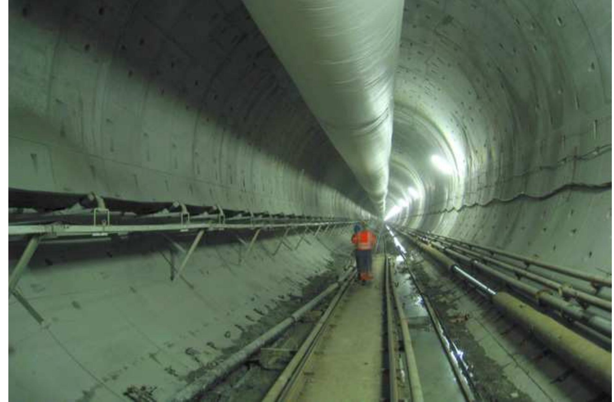 Pre-cast concrete segmental lining in a 10m diameter tunnel.