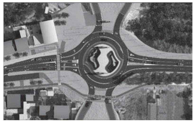 Turbo roundabout in the city of osijek, croatia—in traffic