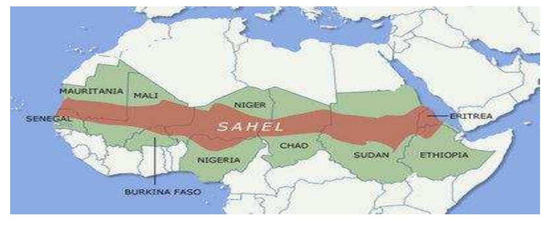 Igure 1.1 map showing countries in the sahel belt