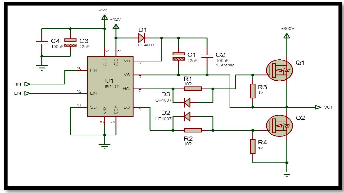 2.3. circuit diagram of half bridge inverter for mosfet