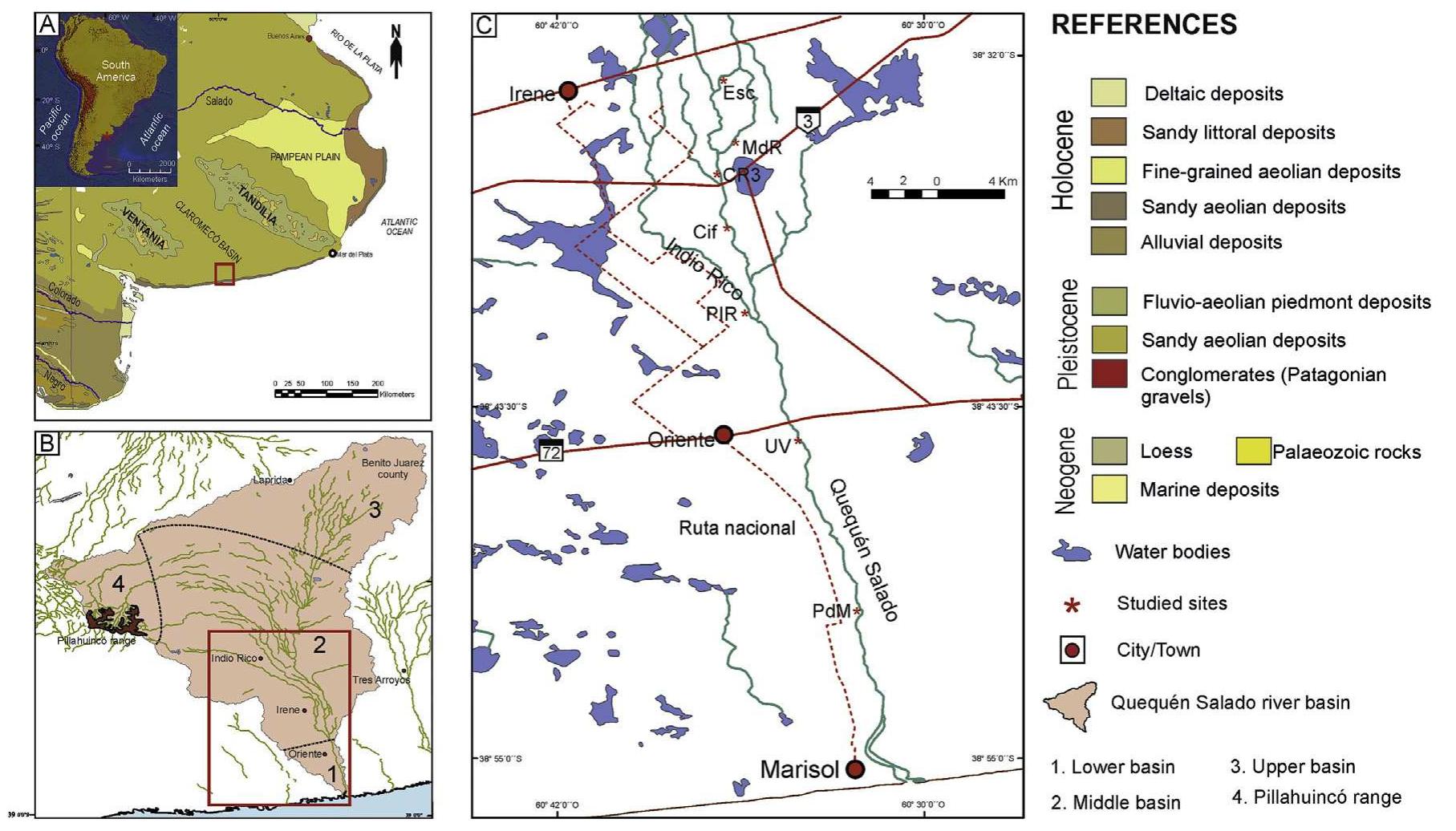 Location map. a. geological map of the buenos aires