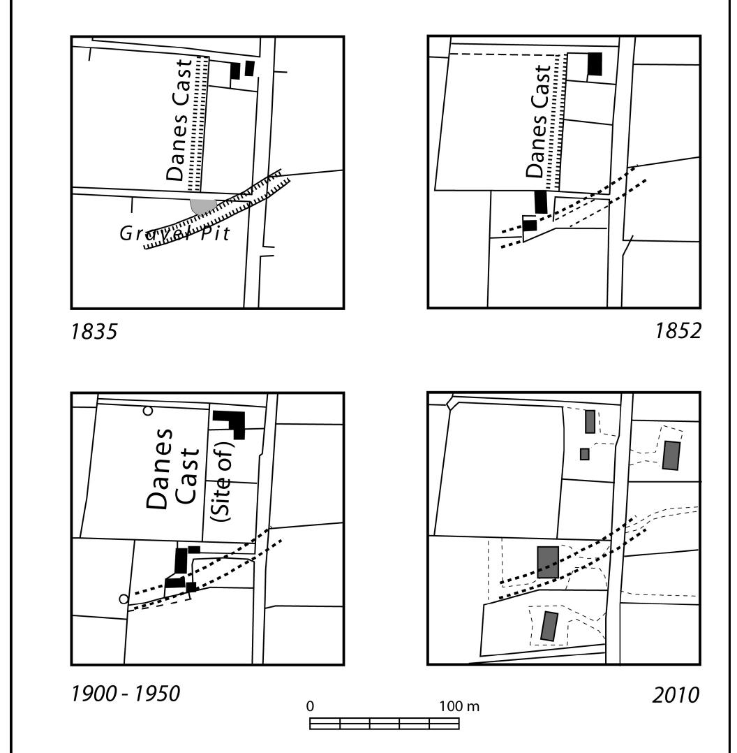 Figure 6 - The linear earthwork known as 'the Danes Cast':