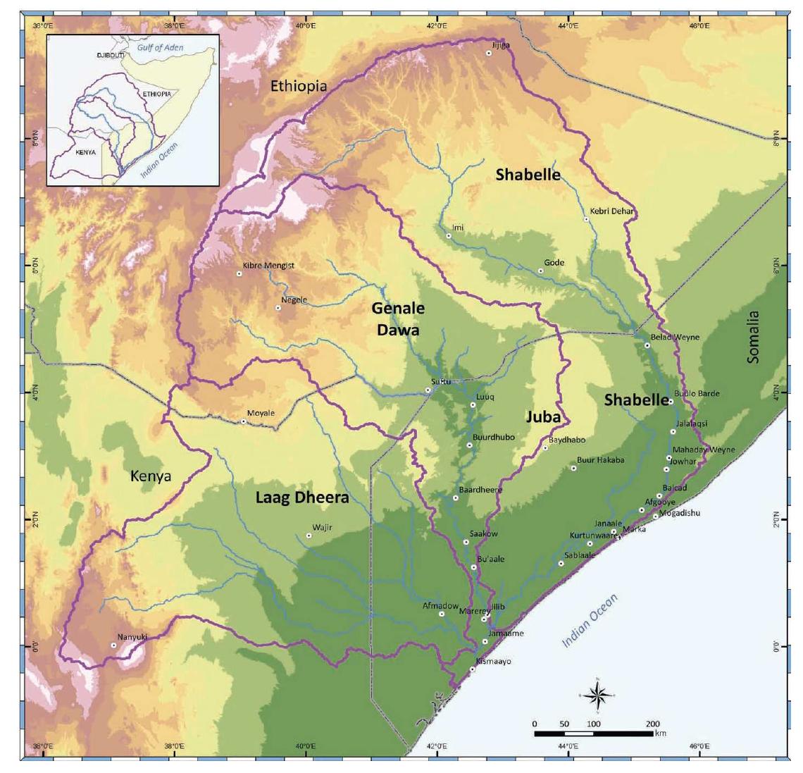 Map of the juba and shabelle basins [49].
