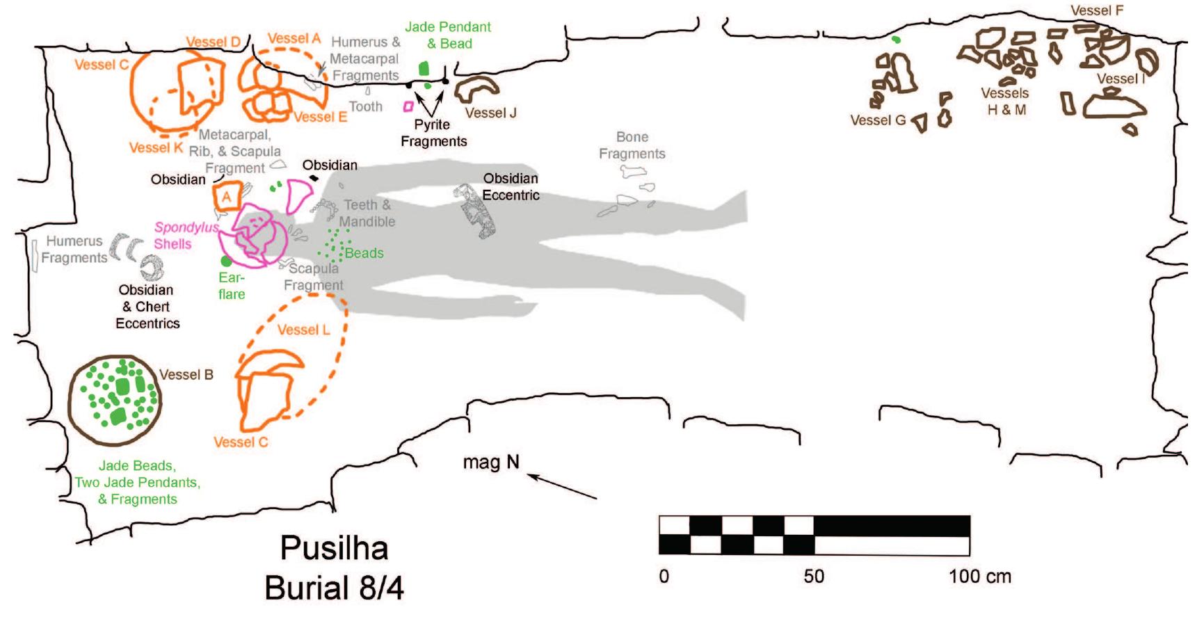 Plan of burial 8/4, pusilha, the tomb of ruler g (drawing by