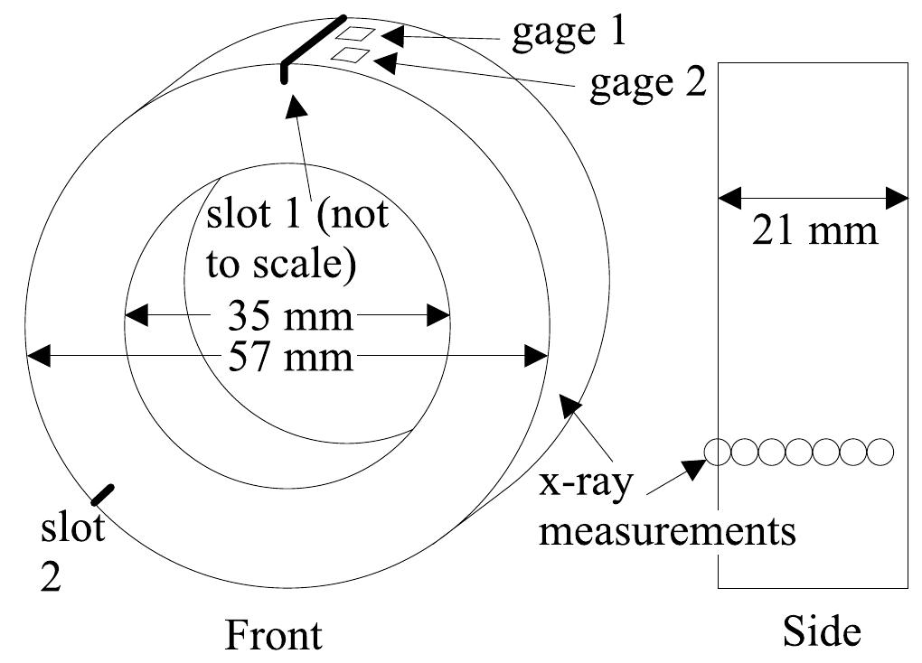 Specimen size and measurement locations. measurements crack