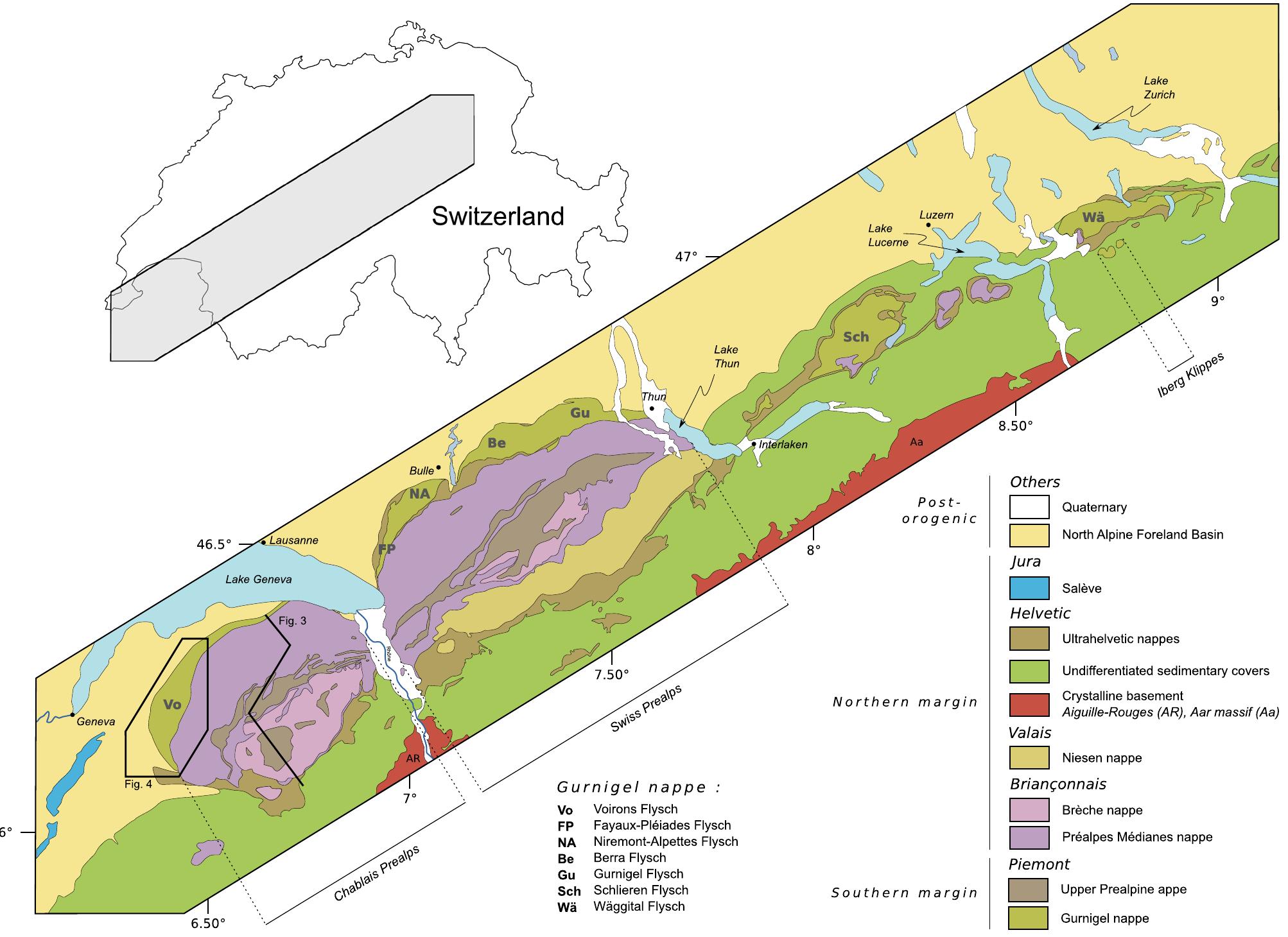 Tectonic map of the chablais and swiss prealps (swisstopo