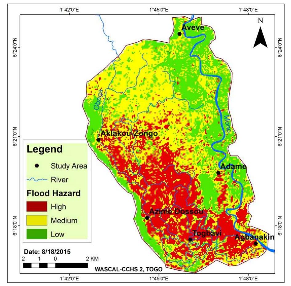 Flood hazard map of the lower mono river basin (lacs