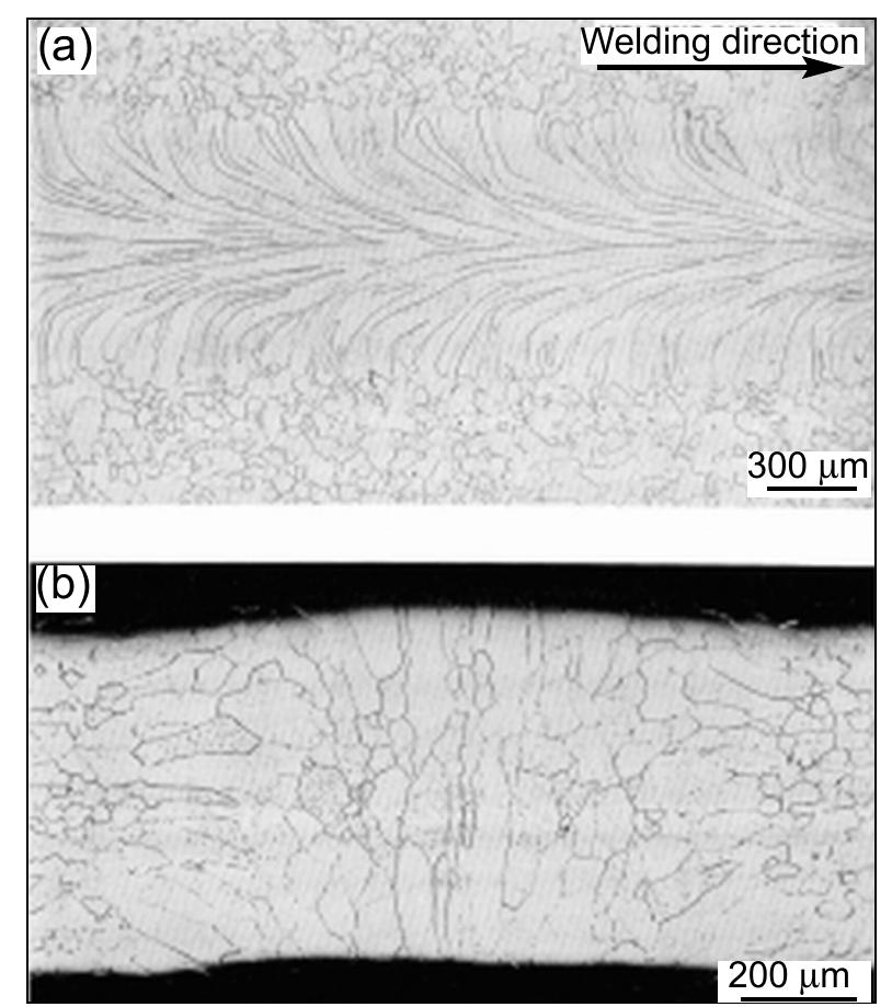 Optical micrographs of an electron beam weld in iridium