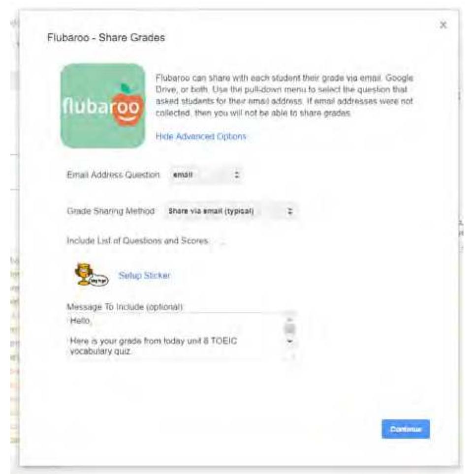 Sharing of grades through email with flubaroo. once scores