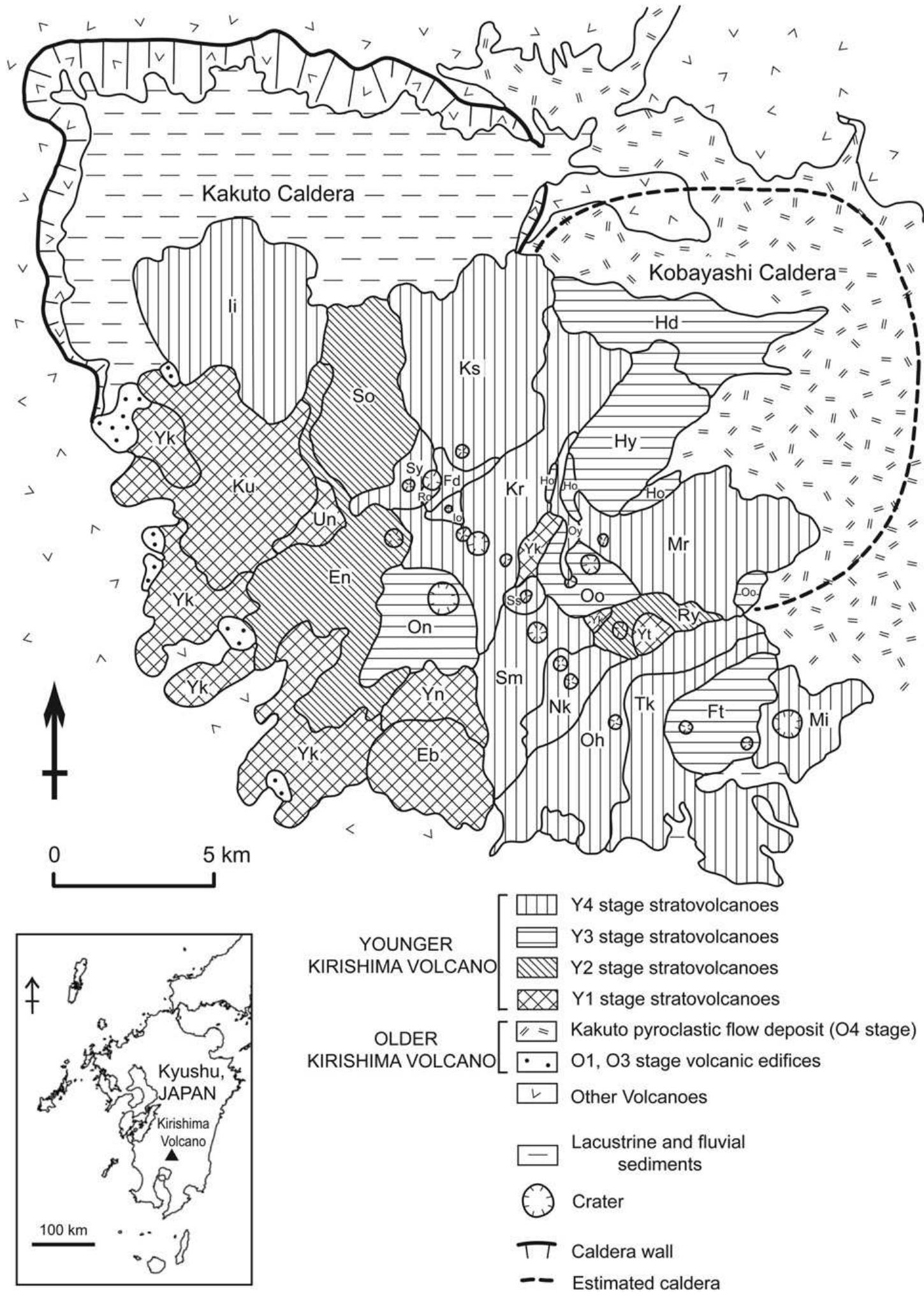 Geologic map of kirishima volcano (after imura and