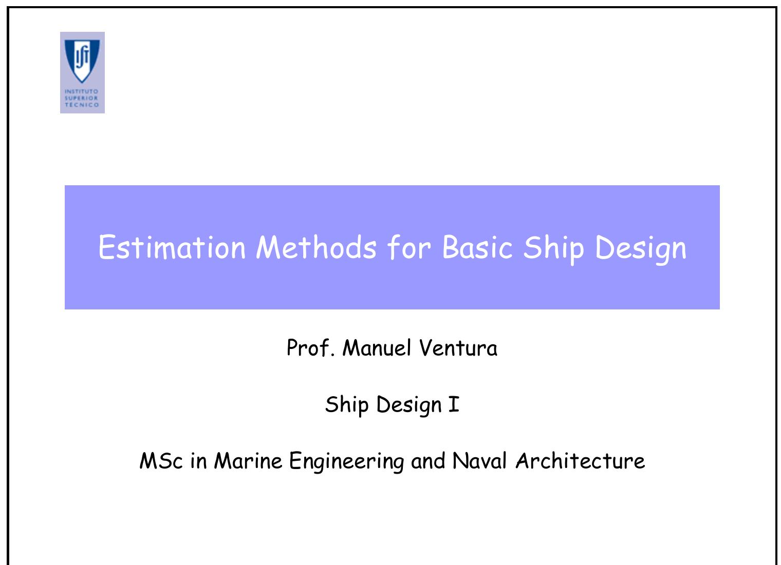 (PDF) Estimation Methods for Basic Ship Design