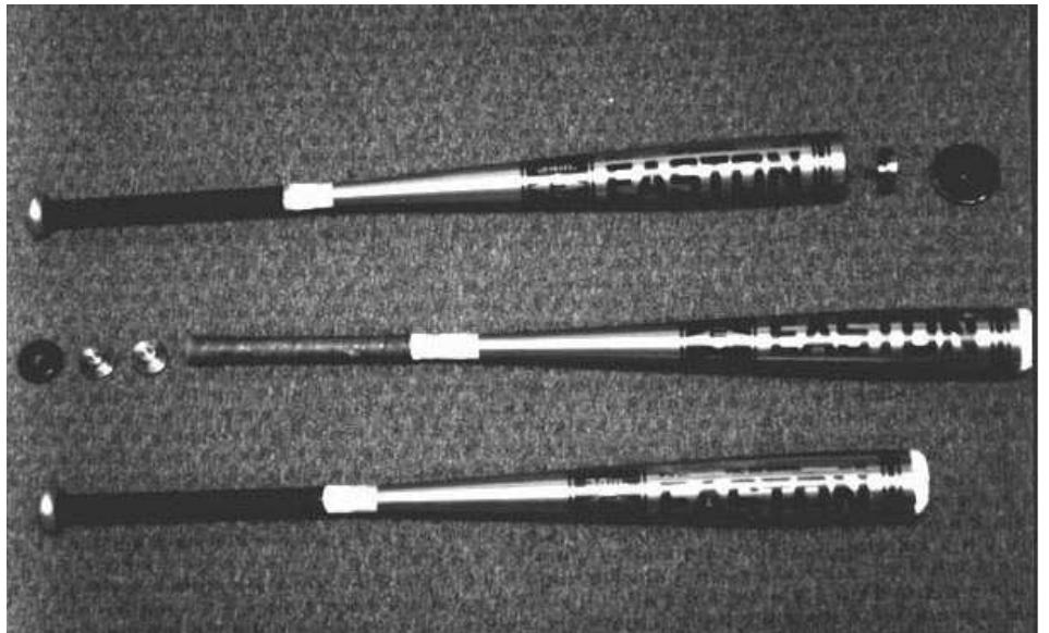 Modified and unmodified easton bs baseball bats.